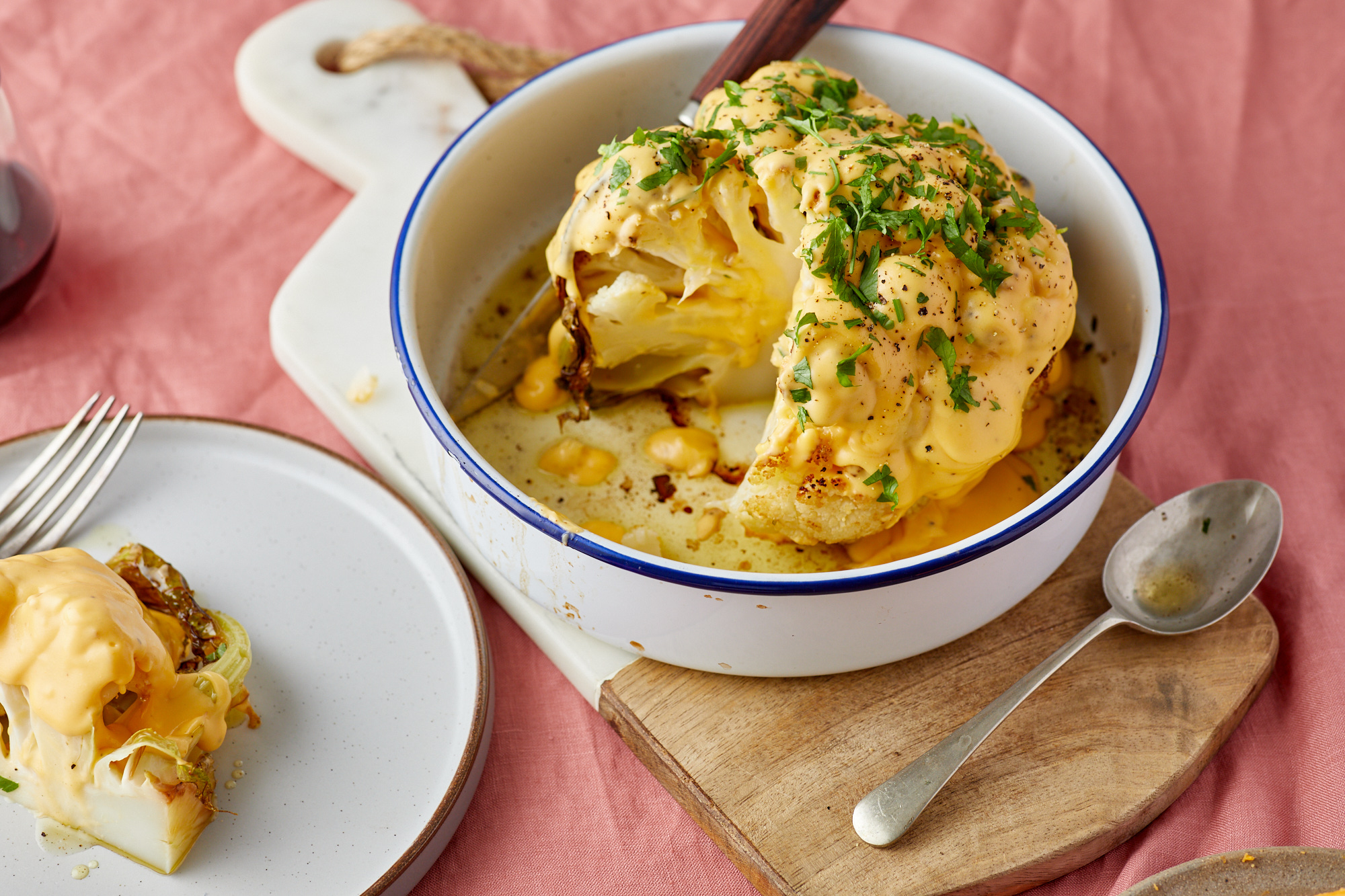 Whole Roasted Cauliflower with Red Fox Cheese Sauce - Belton Farm