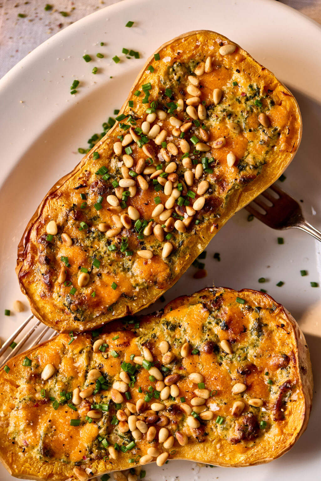 Stuffed Butternut Squash with Red Fox, Cream Cheese, Spinach and Bacon ...