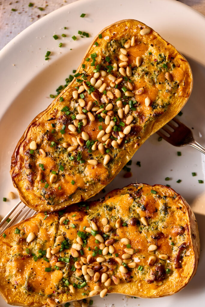 Stuffed Butternut Squash with Red Fox, Cream Cheese, Spinach and Bacon ...